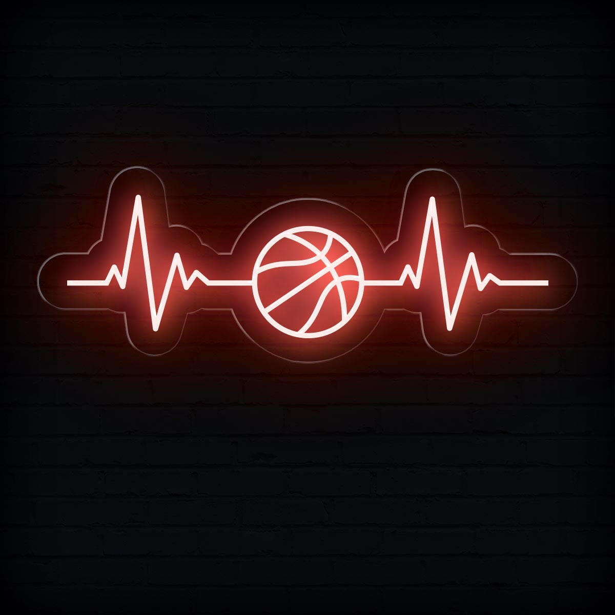Basketball Heartbeat Neon Sign | Perfect Basketball Room Decor - NeonXpert