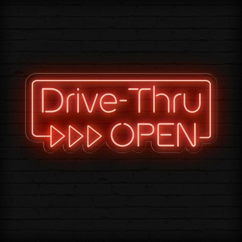 Drive Thru Open Neon Sign | LED Business Signage - NeonXpert