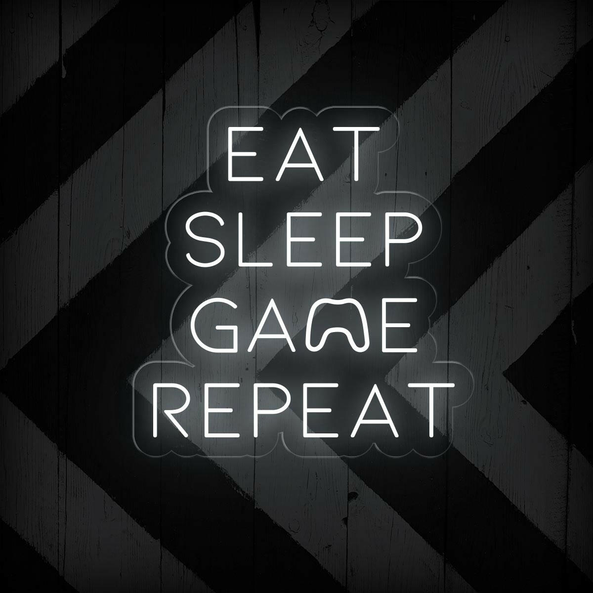 Eat Sleep Game Repeat Neon Sign - Essential Game Room Decor - NeonXpert
