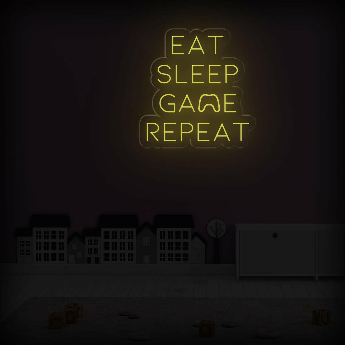 Eat Sleep Game Repeat Neon Sign - Essential Game Room Decor - NeonXpert
