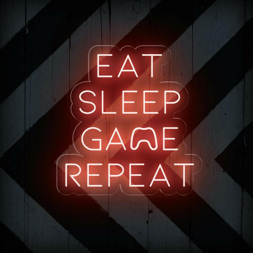 Eat Sleep Game Repeat Neon Sign - Essential Game Room Decor - NeonXpert