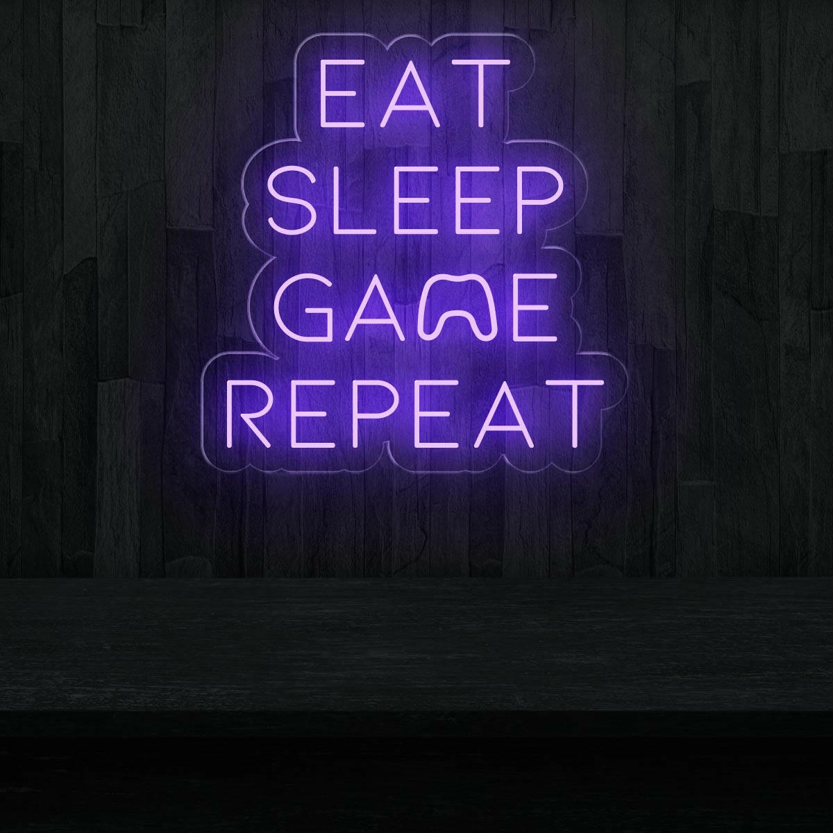 Eat Sleep Game Repeat Neon Sign - Essential Game Room Decor - NeonXpert