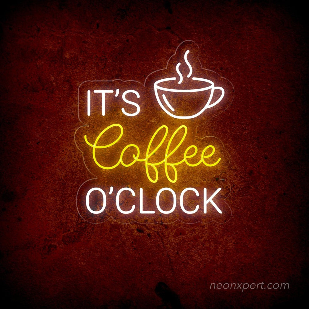 It's Coffee O'clock Neon Sign - Time for a coffee glow - NeonXpert