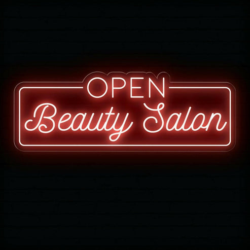 Open Beauty Salon Neon Sign - LED Light for Stylish Business Entrance ...