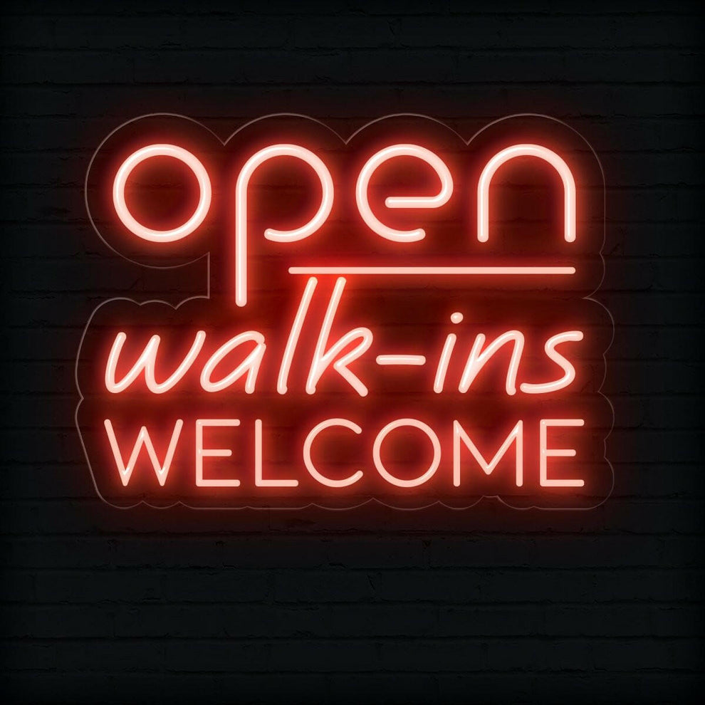 Open Walk-Ins Welcome Neon Sign - Illuminate Your Welcome Message ...