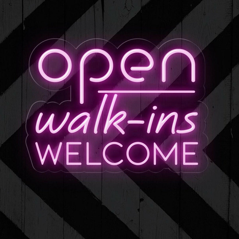 Open Walk-Ins Welcome Neon Sign - Illuminate Your Welcome Message ...