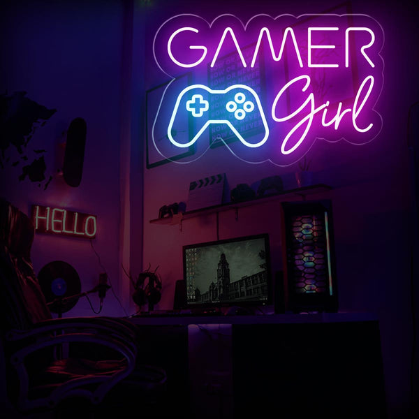 Pink Gamer Girl LED Neon Sign - Light up your Game Room Decor - NeonXpert