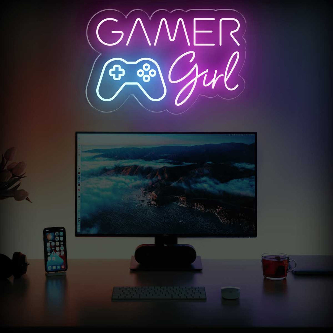 Pink Gamer Girl LED Neon Sign - Light up your Game Room Decor - NeonXpert