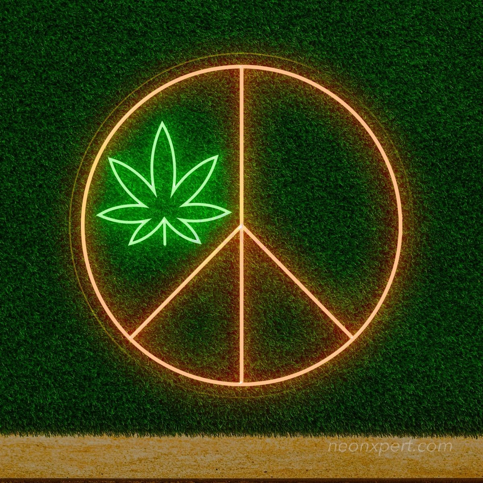 Weed Peace Symbol LED Neon Light – Relaxing Decor - NeonXpert